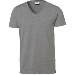 HAKRO - V-Shirt Stretch grau meliert, m