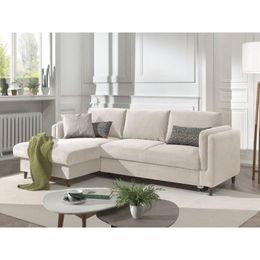 Brooke – ecksofa rechts links – mit schlaffunktion und bettkasten – 4-sitzer – aus samt - beige