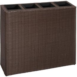 Prolenta Premium - Garten-Hochbeet mit 4 Töpfen Poly Rattan Braun - Braun