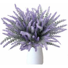 MINKUROW 8 Bündel Schöner Lila Lavendel Strauß Dekorative Kunstpflanzen Künstliche Blumen Echte Simulationsblumen Für Schlafzimmerfensterbank Overtop