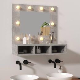 MAISONCHIC - Spiegelschrank mit led, Badschrank mit Spiegel, Badezimmerschrank Betongrau 60x31,5x62 cm KLI31542