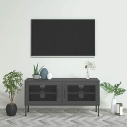 TV-Möbel,TV-Schrank TV-Lowboard für Wohnzimmer TV-Hängeschrank Anthrazit 105x35x50 cm Stahl MAISONCHIC 47392 - Anthrazit