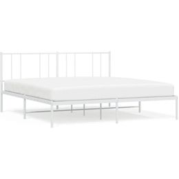 MAISONCHIC Bettgestell für Erwachsenenbett,Bettrahmen Metallbett mit Kopfteil,Schlafzimmerbett Metall Weiß 180x200 cm -Maison 34279 - Weiß