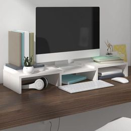 Prolenta Premium - Monitorständer Weiß 60x24x10,5 cm Massivholz - Weiß