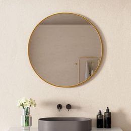 Badspiegel rund,Badezimmerspiegel Metall Rahmen, wandspiegel modern, Flur, Bad & Gäste wc, ∅: 60 cm gold