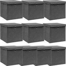 Aufbewahrungsboxen mit Deckeln 10 Stk. Grau - Grau - Prolenta Premium