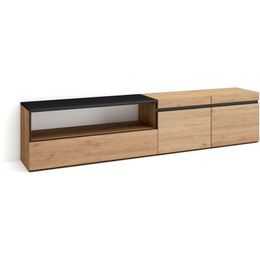 TV-Schrank, Lowboard für Wohnzimmer und Esszimmer 200x45x35cm Für TV-Geräte bis zu 80 Fernsehtisch Moderner Stil Eiche Schwarz - Eiche Schwarz