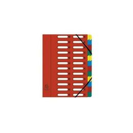 Exacompta - Ordnungsmappe Harmonika® din A4 225g/m² Colorspankarton Farbe: rot Farbe des Fächerblocks: mehrfarbig 24 Fächer