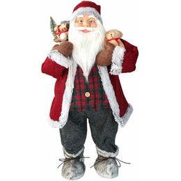 X-MAS ART COLLECTION Weihnachtsmann 80 cm mit Teddy & Geschenkesack Nikolaus XMAS - Mehrfarbig
