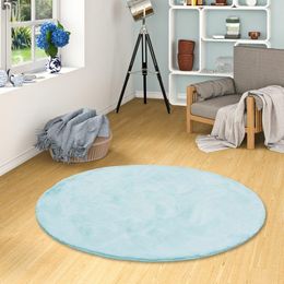 Pergamon - Luxus Super Soft Fellteppich Plush Türkis Rund - 80 cm Rund