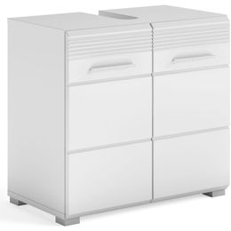 Waschbeckenunterschrank 0 Weiß Hochglanz Badschrank Modern - 60x56x34 cm (BxHxT) - Standschrank Badezimmermöbel - [Floyd.two] Bad Badezimmer - Weiß