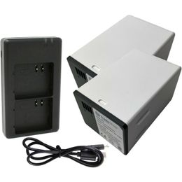 TRADESHOP 3in1 Set: 2x Akku (14000mAh) + Dual Ladegerät inkl. Micro-USB-Kabel kompatibel mit Arlo Netgear Go 2, Pro 3, Pro 3 Light, Pro 3 Floodlight