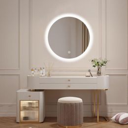 Badspiegel Rund mit Beleuchtung 60cm led Badezimmerspiegel mit Touch,Dimmbare Helligkeit Wandspiegel