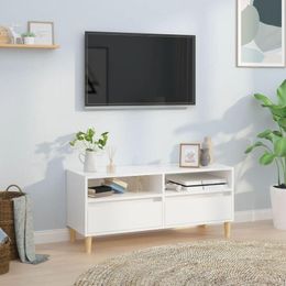 MAISONCHIC - TV-Schrank, TV-Lowboard, tv Möbel, Fernsehschrank Moderner Stil Hochglanz-Weiß 100x34,5x44,5 cm Holzwerkstoff NMKS98501