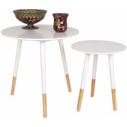 Homestyle - Beistelltische 2er-Set Holztisch Couchtisch Dekotisch Wohnzimmer-Tisch Holz