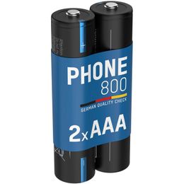 Telefon Akku aaa 800mAh NiMH 1,2V - dect Akku wiederaufladbar (2 Stück) - Ansmann