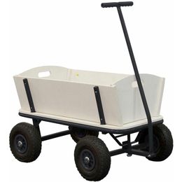 SUNNY Billy Beach Wagon Bollerwagen in Anthrazit Kinder Handwagen aus Holz mit Luftreifen Belastbar bis 100 kg - Grau