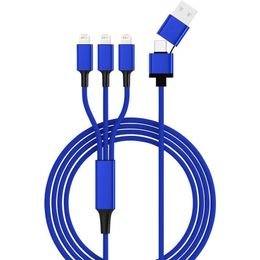 PCE - Smrter USB-Ladekabel usb 2.0 usb-a Stecker, usb-c® Stecker, Apple Lightning Stecker 1.20 m Blau smr