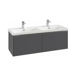 Villeroy & Boch Villeroy & Boch Subway 3.0, Waschbeckenunterschrank,1272x429x478 mm, 2 Auszüge, C567L, Farbe: Front/Korpus: Graphite, Griff: Aluminium glänzend