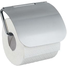 Wenko Static-Loc® Plus Toilettenpapierhalter mit Deckel Osimo, WC-Rollenhalter, Befestigen ohne bohren, Silber glänzend, Stahl chrom, Kunststoff (pet) ,