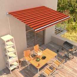 Einziehbare Markise Sonnenmarkise Sonnenschutz Terrasse Balkon Auvent Handbetrieben 400 x 300 cm Orange und Braun RGDCH750599 MAISONCHIC