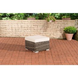 CLP Polyrattan Hocker Bilbao / Madeira grau-meliert cremeweiß