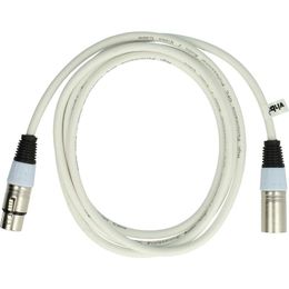 vhbw DMX-Kabel XLR Stecker auf XLR Buchse kompatibel mit Beleuchtung, Schweinwerfer, Bühnenlicht - 3-polig, PVC Kabel-Mantel, weiß, 2m