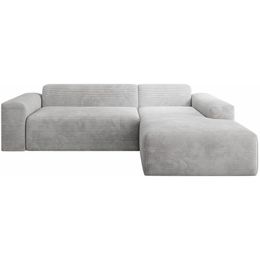 Sofa Vals Rechts mit peso Stoff - L-Form Couch für Wohnzimmer - Ecksofa modern, bequem, klein - Eckcouch Sitzer - Cordsofa Hellgrau - Juskys