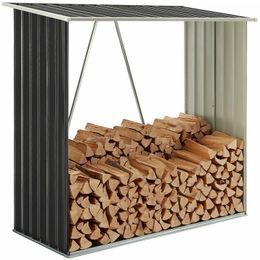 Holzunterstand Enno für Brennholz außen - Kaminholzregal aus Stahl - Unterstand für Kaminholz aus Metall in Anthrazit - Brennholzregal - Juskys