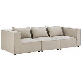Modulares Sofa Domas m - Couch für Wohnzimmer - 3 Sitzer mit Armlehnen & Kissen - 130 kg belastbar pro Sitz - Möbel Garnitur Stoff Beige - Juskys