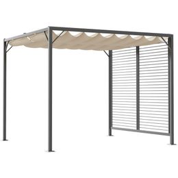 Pavillon Pergola Partyzelt Überdachung Einstellbares Stoffdach Polyester Beige - Dunkelgrau+Beige - Outsunny