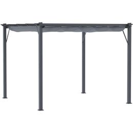 Pergola mit Schiebedach Alu Grau 3 x 3 m - Kohlegrau+Dunkelgrau - Outsunny