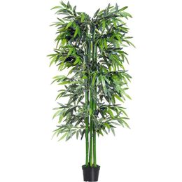 Outsunny Kunstpflanze Künslicher Bambus Künstliche Pflanze 20 cm x 20 cm x 180 cm, Grün + Schwarz - Grün