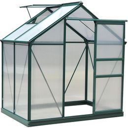 Gewächshaus mit Dachfenster Aluminium Treibhaus 190 cm x 132 cm x 201 cm Grün + Transparent - Grün+Transparent - Outsunny