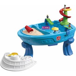 Step2 - Fiesta Cruise Sand & Wassertisch Wasserspieltisch für Kinder in Blau mit 10-teiligem Zubehör Set Wasserspielzeug / Sandtisch für den Garten
