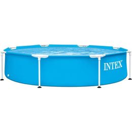 Intex - Metal Frame Pool rund 244 x 51 cm, Blau, leicht aufbaubar, Familienpool mit Metallrahmen, Pool für Kinder und Erwacösene, Planschbecken