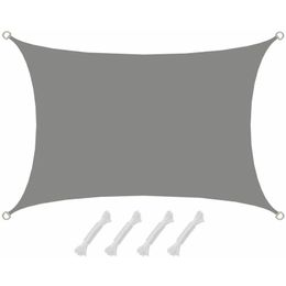 AMANKA UPF50+ uv Sonnensegel 2x3 Polyester Rechteck Wasserabweisend Garten Balkon Grau - grau