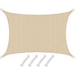 AMANKA - uv Sonnensegel 4x6 hdpe Rechteckig Sonnenschutz Überdachung Garten Balkon Beige - beige