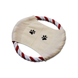 Eyepower - Tierspielzeug Hund Frisbee rot/weißes Tau ca. 20 cm Durchmesser