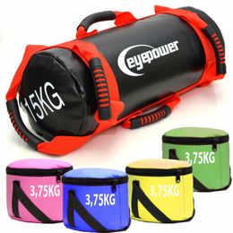 Eyepower - 15kg Power Bag mit 4 Kettlebell Gewichten - 18x50 Home Training Sandbag 6 Griffe - rot