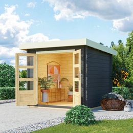 Holz Gartenhaus Bastrup 2 anthrazit 2,2 x 2,2 m (b x t) ohne Anbaudach - Karibu