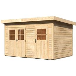Woodfeeling Gartenhaus Tintrup aus Holz in Grau Gartenhütte Wandstärke: 28 mm Geräteschuppen - Grau - Karibu