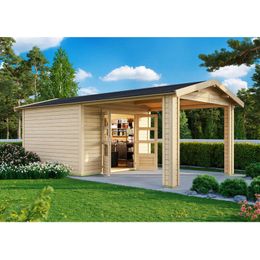 Holz Gartenhaus Set Theres 3 mit Dachausbauelement naturbelassen 2,4 x 2,4 m (b x t) mit Dachausbauelement - Karibu