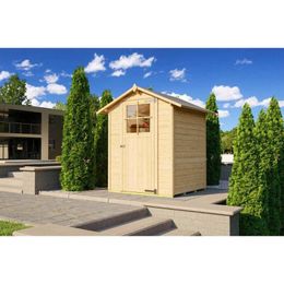 Gartenhaus 317 Gr.1 152x130 Gerätehaus aus Holz, Geräteschrank mit 19 mm Wandstärke, Gartenhaus mit Montagematerial - Naturbelassen - Weka