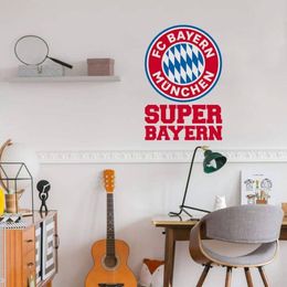 FC Bayern München Fußball Wandsticker fcb Super Bayern 27x40cm Wandtattoo Fanartikel Merch - Rot