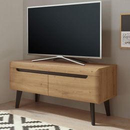 Lomadox Tv Lowboard im skandinavischen Design TIROL-61 Eiche Artisan mit schwarz b/h/t ca. 107/50/40cm - braun
