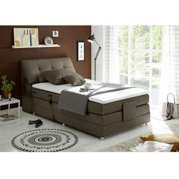 Lomadox Boxspringbett 120x200 cm Hotelbett Einzelbett Jugendbett elektrisch verstellbar CONCORD3M-09 in Artemis 18 silver - braun