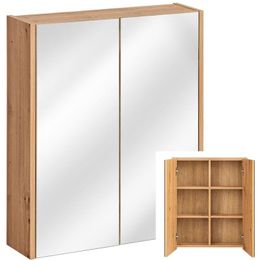 Lomadox - Badezimmer Spiegelschrank 60 cm Artisan Eiche Nb., 2 Softclose-Türen, b/h/t 60/72/16 cm