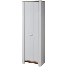 Lomadox - Schuhschrank Garderobenschrank schmal matt grau mit Eiche DEVON-36 Landhausstil, 65 cm breit - grau