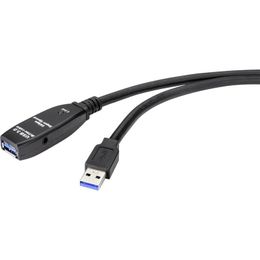 Renkforce USB-Kabel USB 3.2 Gen1 (USB 3.0 / USB 3.1 Gen1) USB-A Stecker, USB-A Buchse 10.00 m Schwar